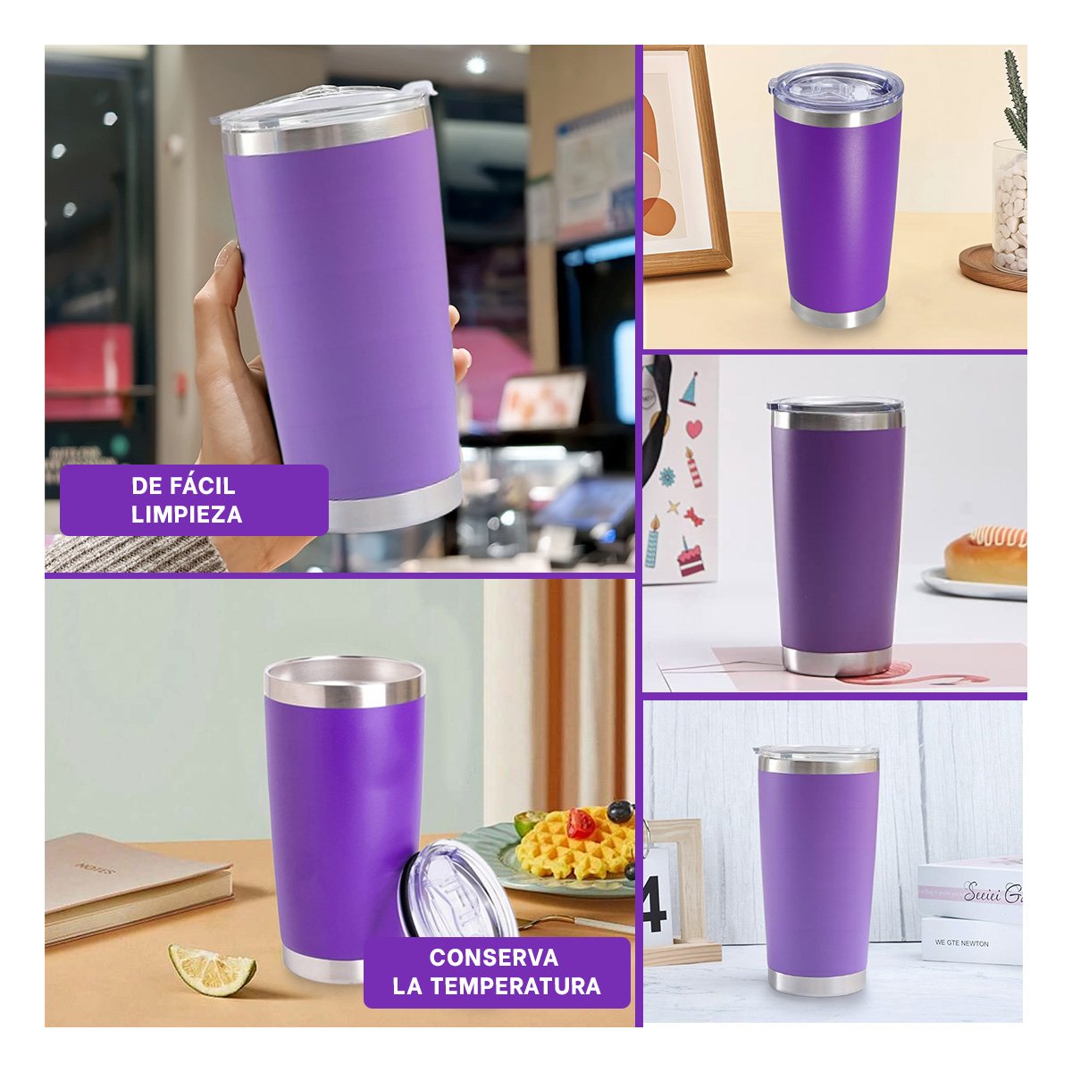 PACK4 TERMO RESISTENTE DE COLOR MORADO Y+REGALO STICKERS