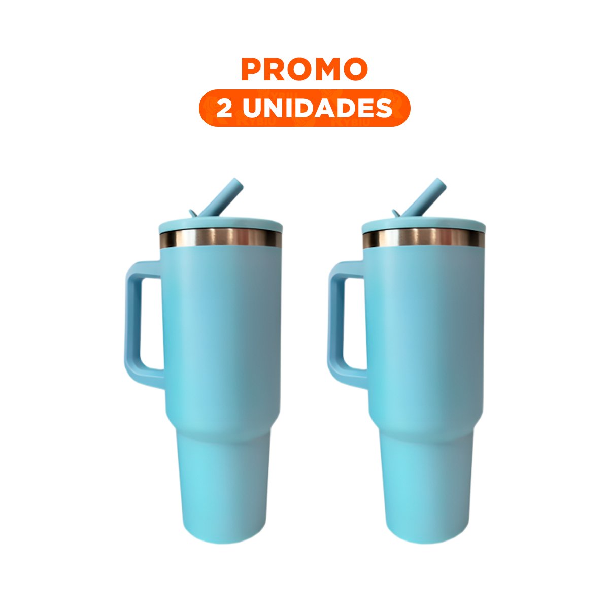 PACK2 TERMO EN COLOR CELESTE DE ABS Y ACERO CON ASA AMPLIA Y PICO 1200ML