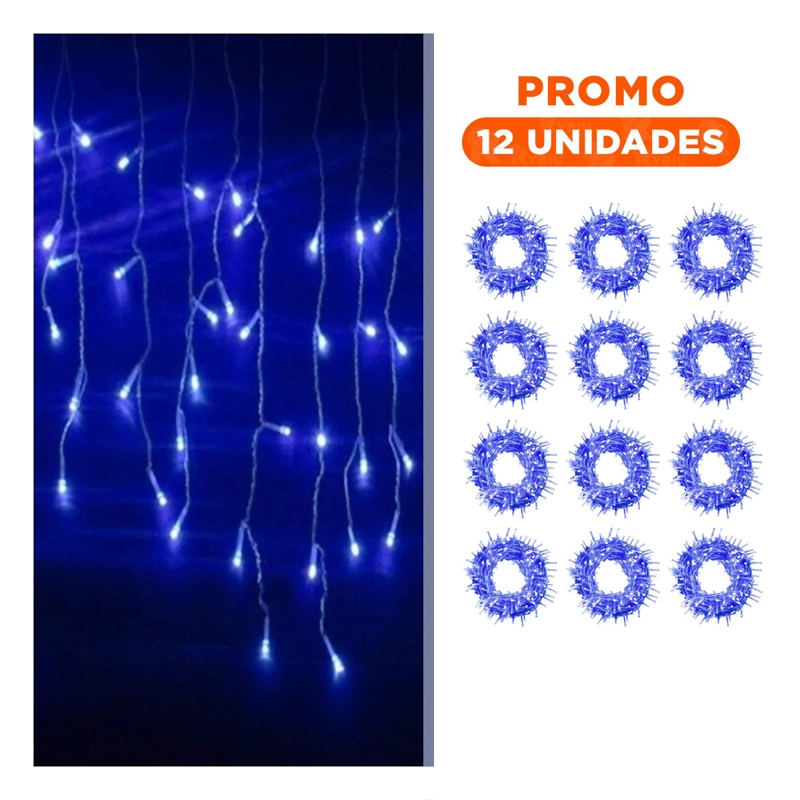 PACK12 ILUMINACION DECORATIVA AZUL EN CASCADA