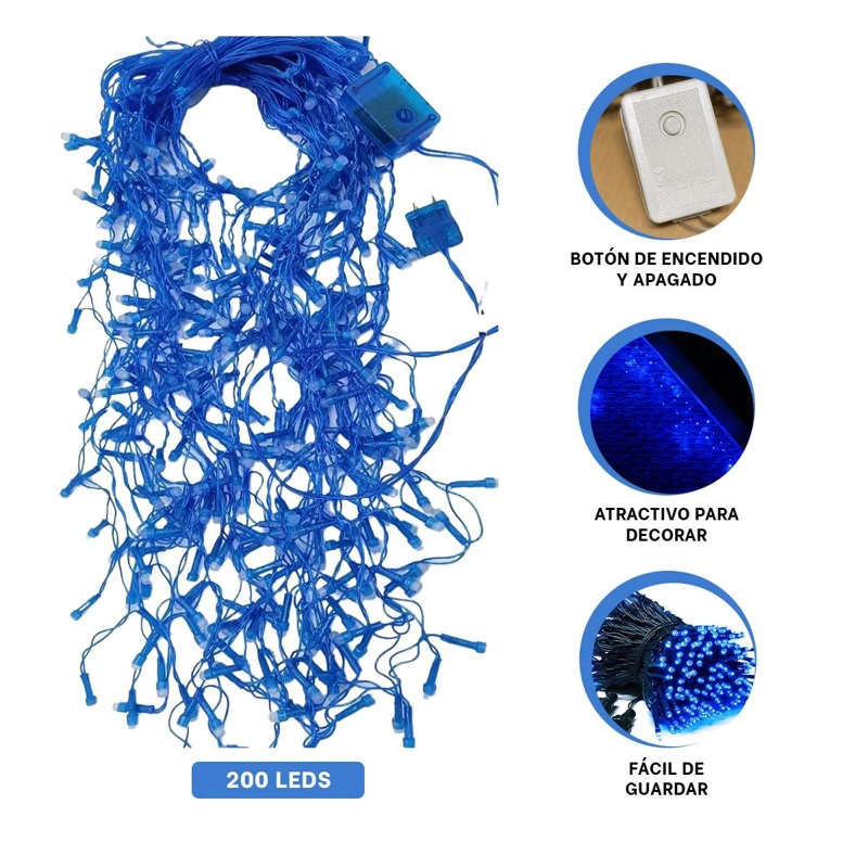 PACK12 ILUMINACION DECORATIVA AZUL EN CASCADA