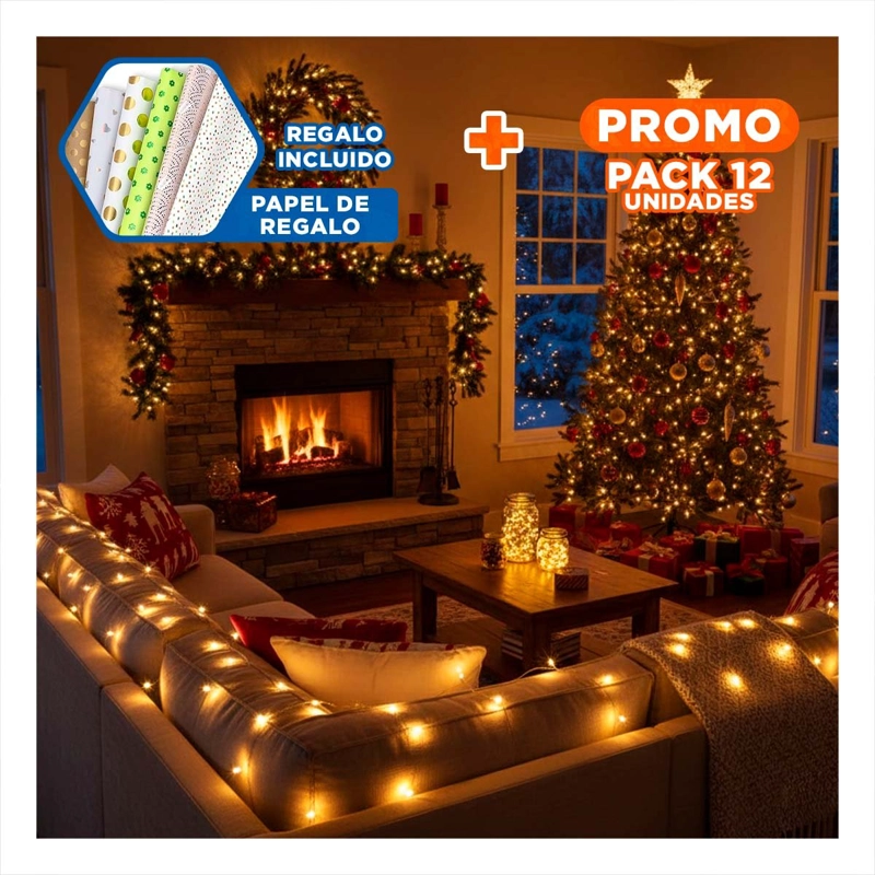 PACK12 JUEGO DE LUCES LED CALIDAS Y CABLE BLANCO PARA DECORAR EL HOGAR ...