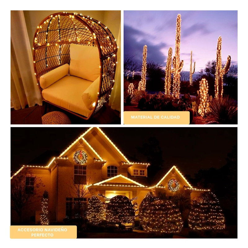 PACK12 JUEGO DE LUCES LED CALIDAS Y CABLE BLANCO PARA DECORAR EL HOGAR ...