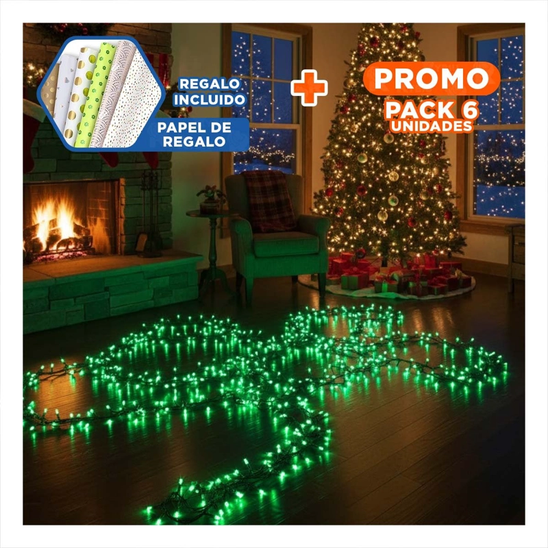 PACK6 ROLLO DE LUCES NAVIDEÑAS LINEALES CON 400 LED PARA DECORACIÓN ...