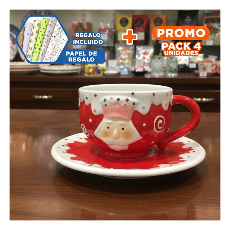 PACK4 RECIPIENTE NAVIDEÑO DE CERAMICA CON PLATO Y REY ROSADO CON ...