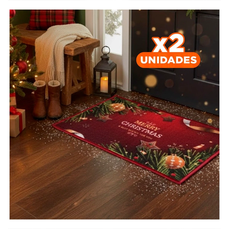 PACK2 ALFOMBRA RECTANGULAR NAVIDEÑA CON DETALLES DE PINO Y MERRY ...