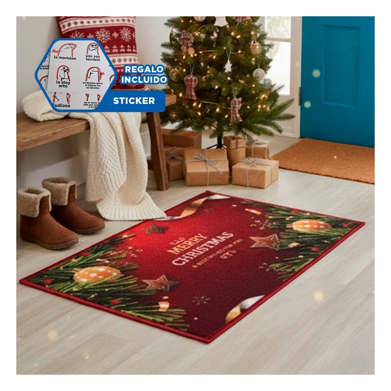PACK2 ALFOMBRA RECTANGULAR NAVIDEÑA CON DETALLES DE PINO Y MERRY ...