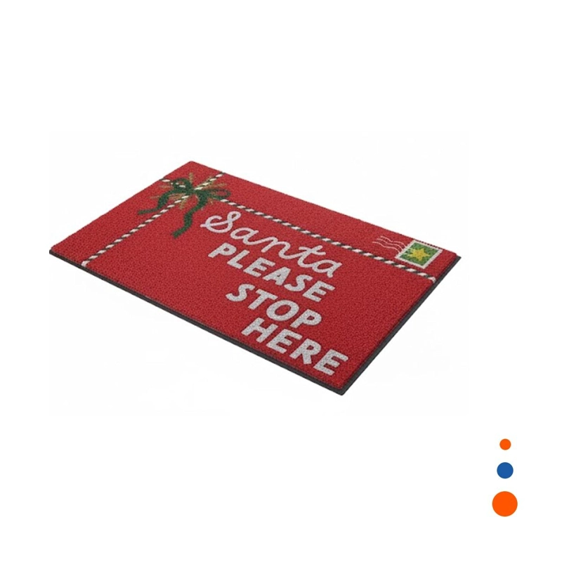 PACK4 ALFOMBRA DE ENTRADA CON MOTIVO DE SANTA Y LAZO ROJO Y+REGALO STICKER