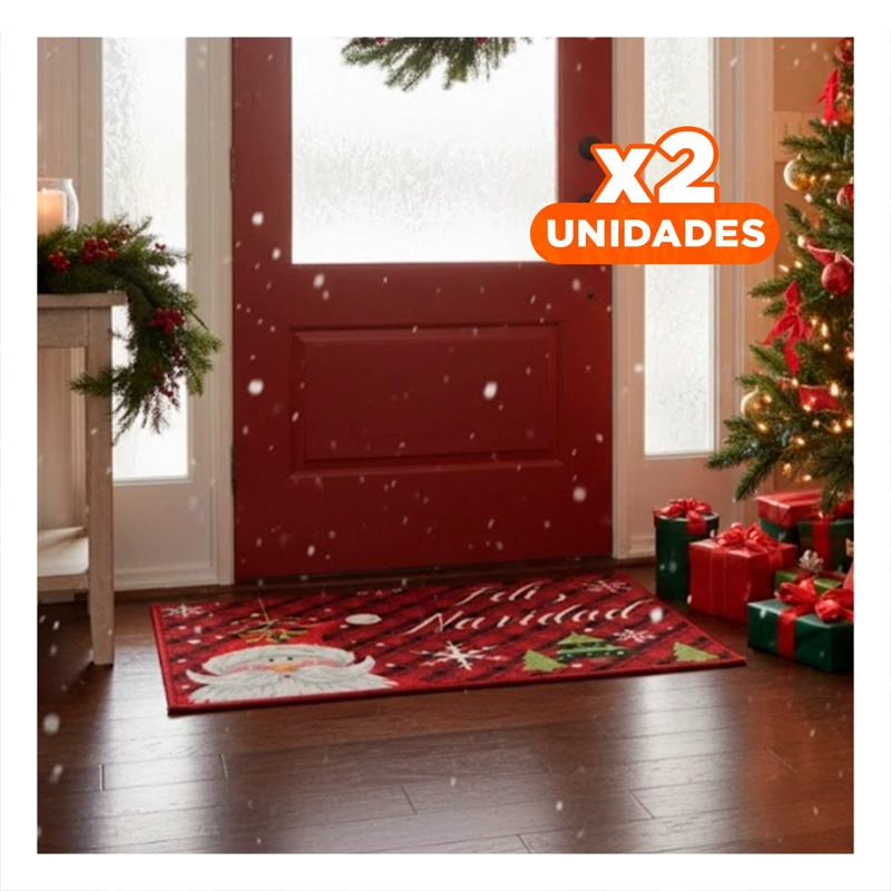 PACK2 ALFOMBRA RECTANGULAR CON MOTIVO DE PAPA NOEL Y FRASE NAVIDEÑA DE ...