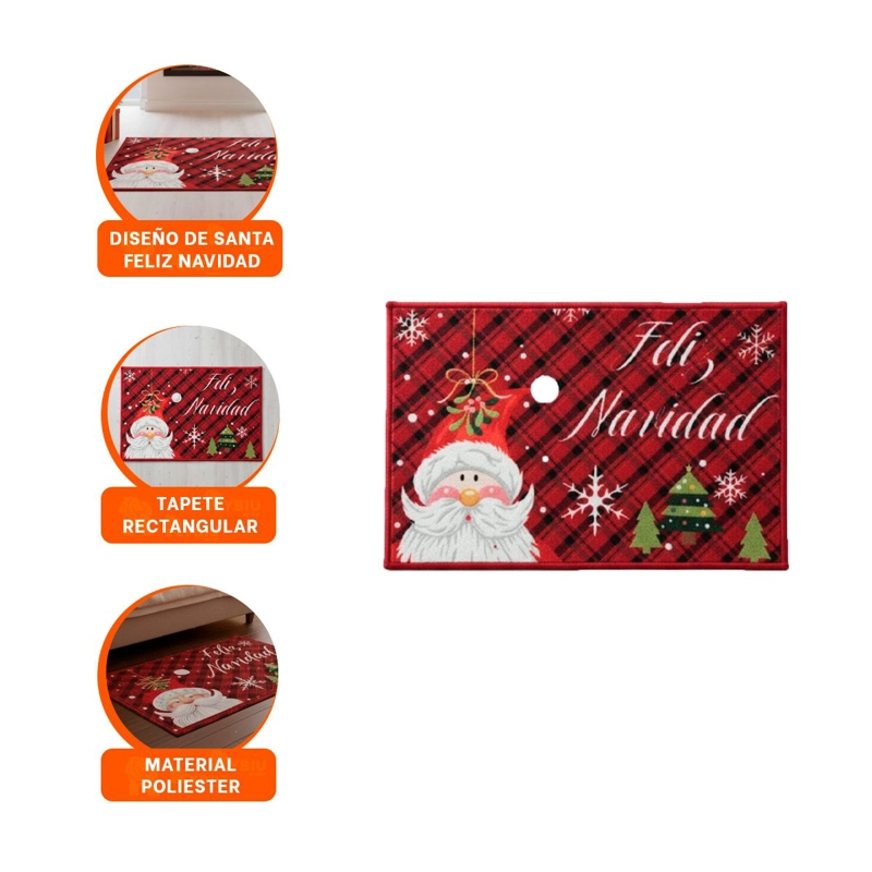 PACK2 ALFOMBRA RECTANGULAR CON MOTIVO DE PAPA NOEL Y FRASE NAVIDEÑA DE ...