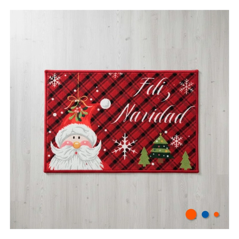 PACK2 ALFOMBRA RECTANGULAR CON MOTIVO DE PAPA NOEL Y FRASE NAVIDEÑA DE ...