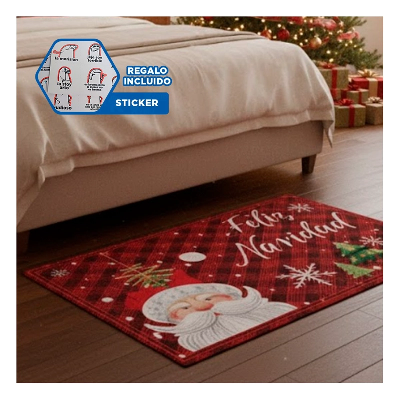 PACK2 ALFOMBRA RECTANGULAR CON MOTIVO DE PAPA NOEL Y FRASE NAVIDEÑA DE ...