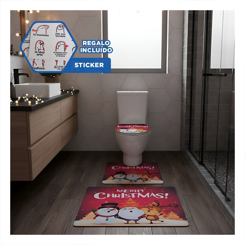 PACK6 JUEGO DECORATIVO CHIC DE BAÑO CON MOTIVOS NAVIDEÑOS Y ABOL DE ...