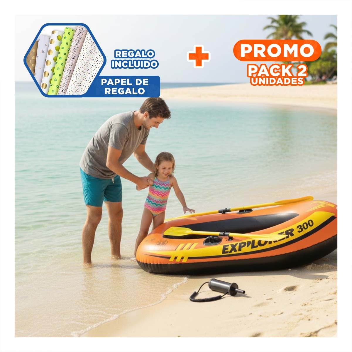 PACK2 BALSA INFLABLE EXPLORER 300 CON REMOS E INFLADOR PARA DISFRUTAR ...