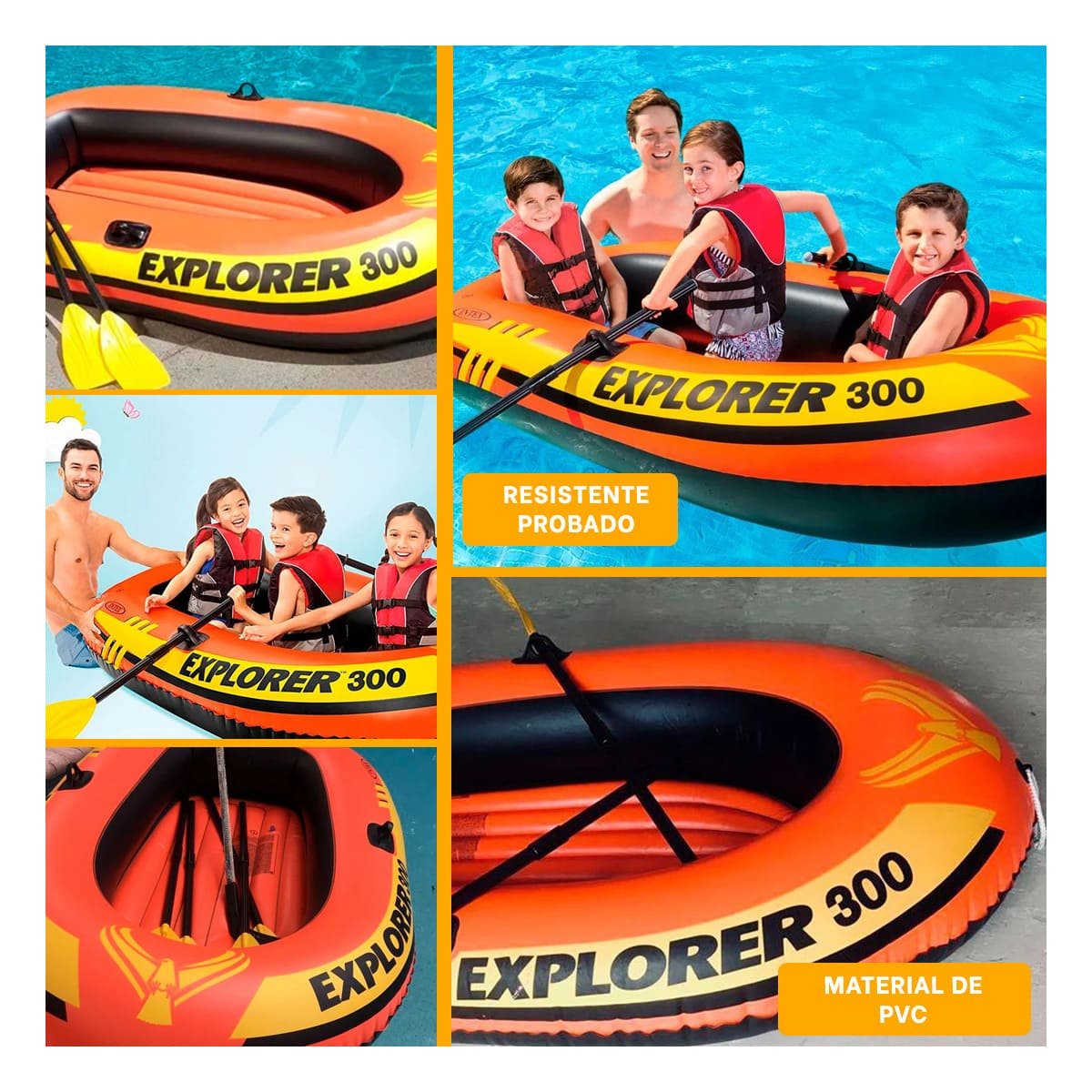 PACK2 BALSA INFLABLE EXPLORER 300 CON REMOS E INFLADOR PARA DISFRUTAR ...