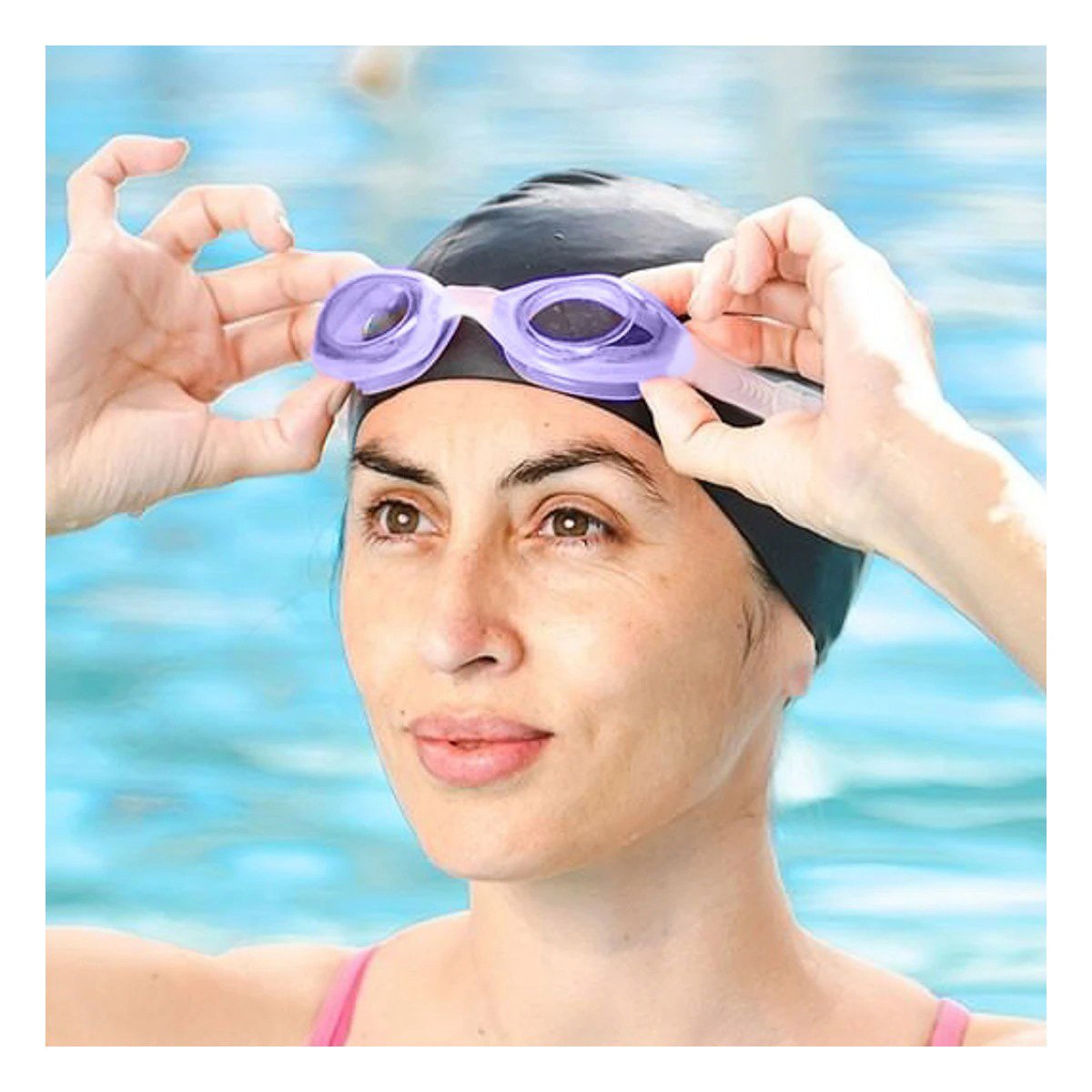 PACK2 VISORES NATACION MORADO CON LENTE CLARO Y MARCO FLEXIBLE