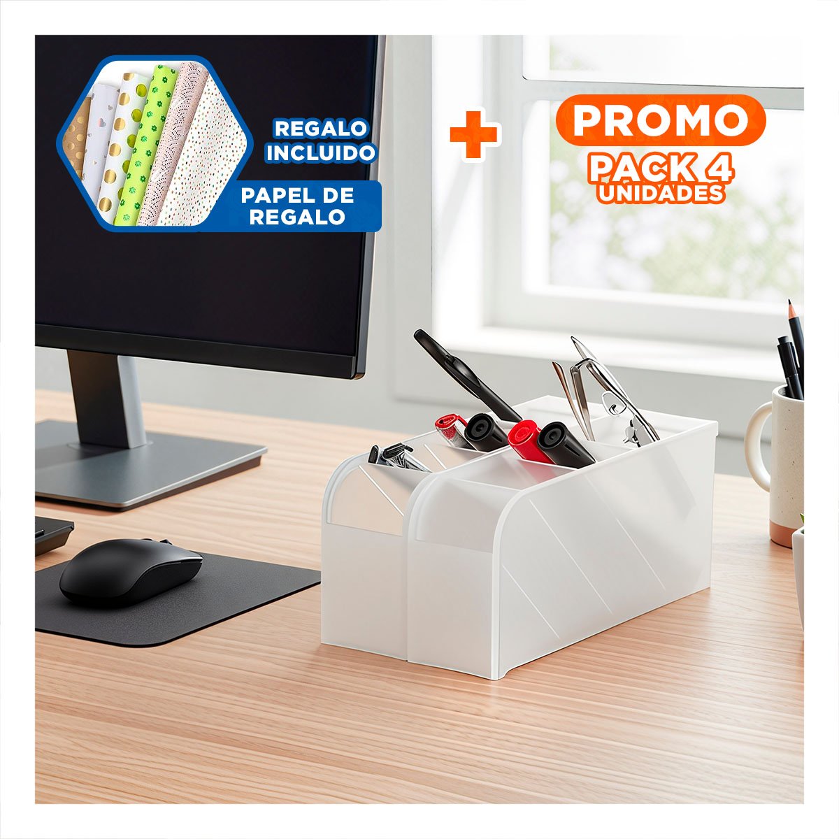 PACK4 ORGANIZADOR ENFOCADO EN CLARIDAD VISUAL CON ACABADO BLANCO ...