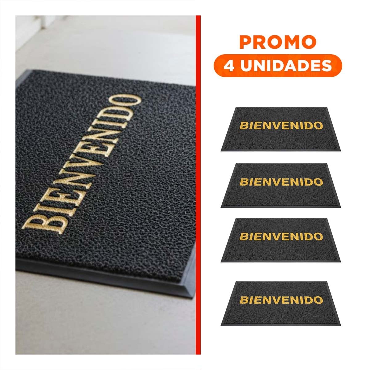 PACK4 TAPIZ RECTANGULAR BIENVENIDO PLOMO PARA ENTRADA Y ACCESO DIARIO Y ...