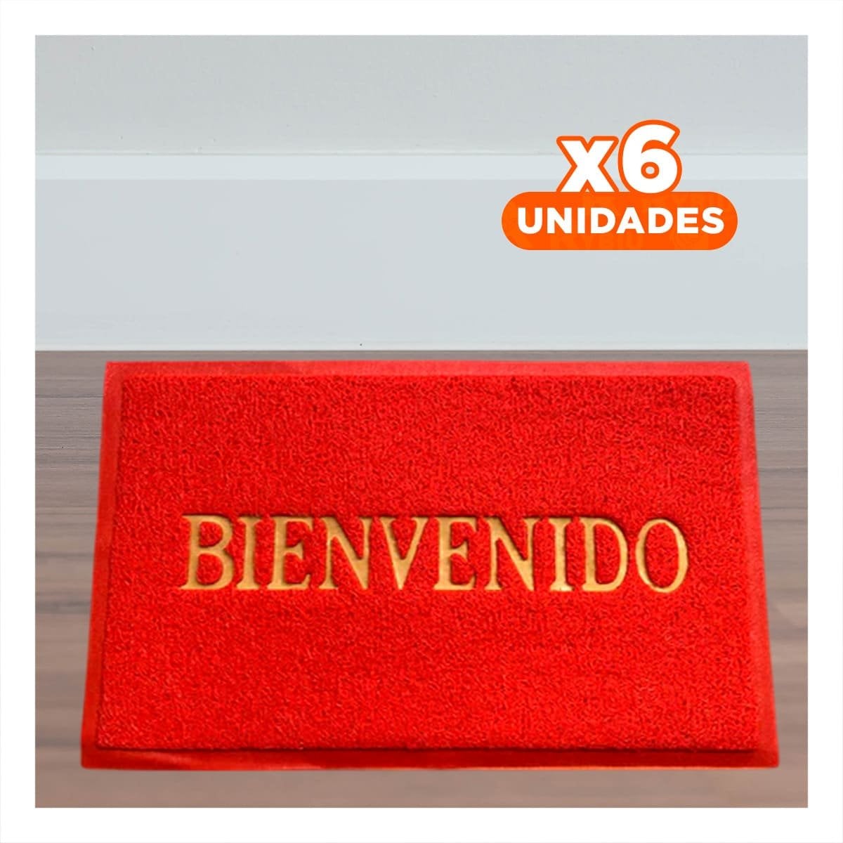 PACK6 ALFOMBRA RECTANGULAR BIENVENIDO ROJO PARA RECIBIDOR Y SALA HOGAR ...