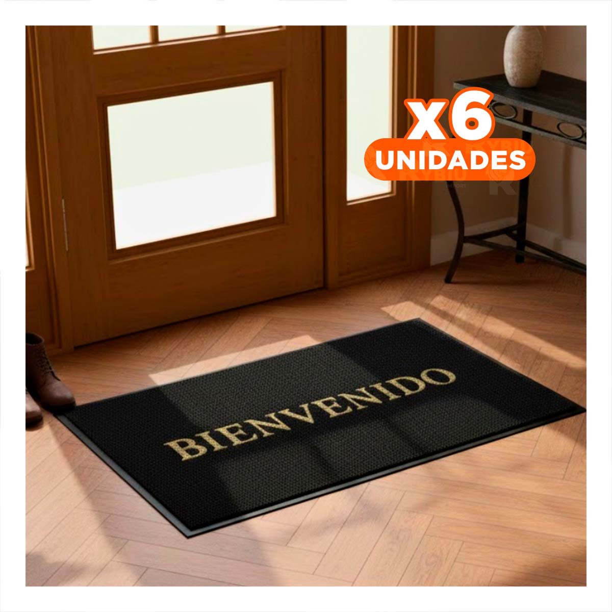 PACK6 ALFOMBRA RECTANGULAR BIENVENIDO NEGRO PARA RECIBIDOR Y PASILLO ...