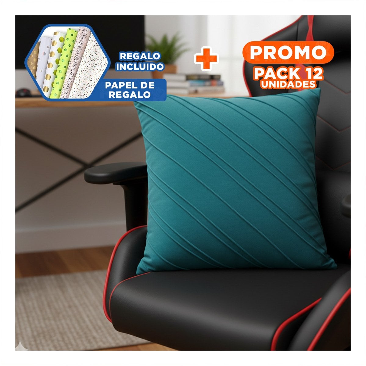 PACK12 FORRO DECORATIVO CON TERCIOPELO VERDE AZULADO Y LECTURA DIAGONAL ...