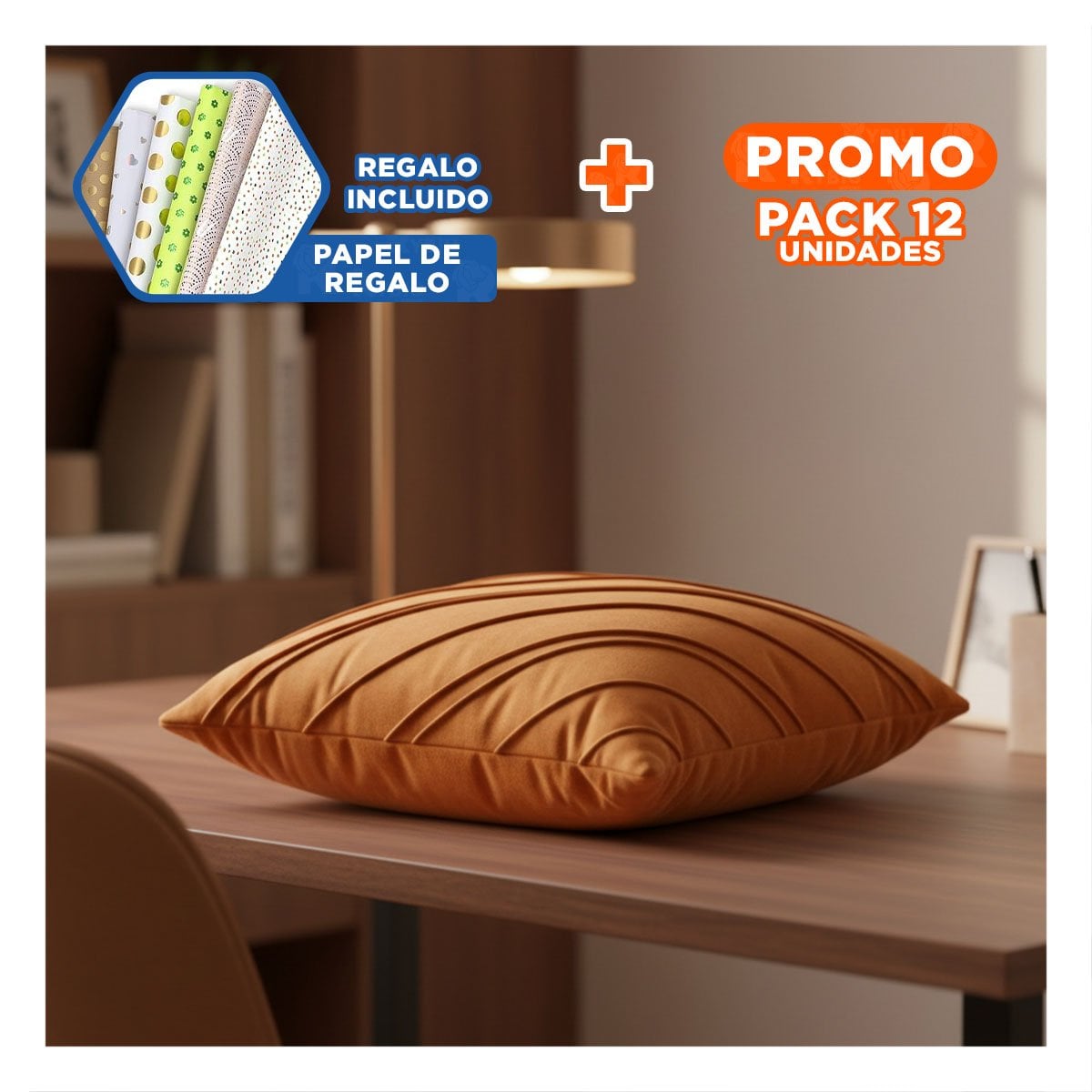 PACK12 FORRO DECORATIVO CON TERCIOPELO NARANJA Y LECTURA DIAGONAL ...