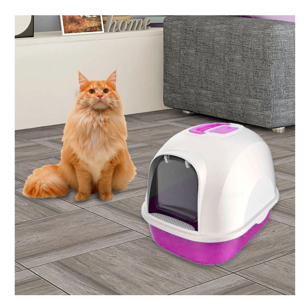 ARENERO COMPACTO CERRADO DE GATO LILA PARA AMBIENTES PEQUENOS Y+LIGAS ...