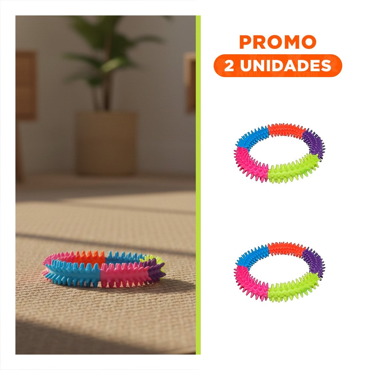 PACK2 JUGUETE CLASICO PARA PERROS DE JEBE PUNTEADO DE COLORES