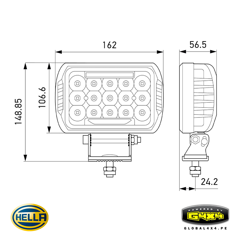 Ripley - FARO LED RECTANGULAR HELLA 64′ 70W 3000LM LUZ BLANCA