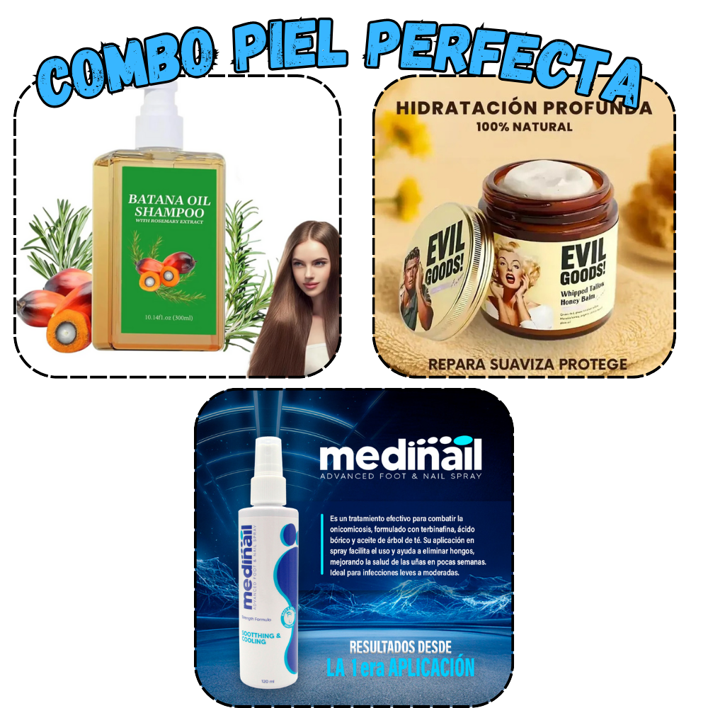 COMBO PIEL PERFECTA (MEDINAIL + BALSAMO EVIL + BATANA SHAMPOO)