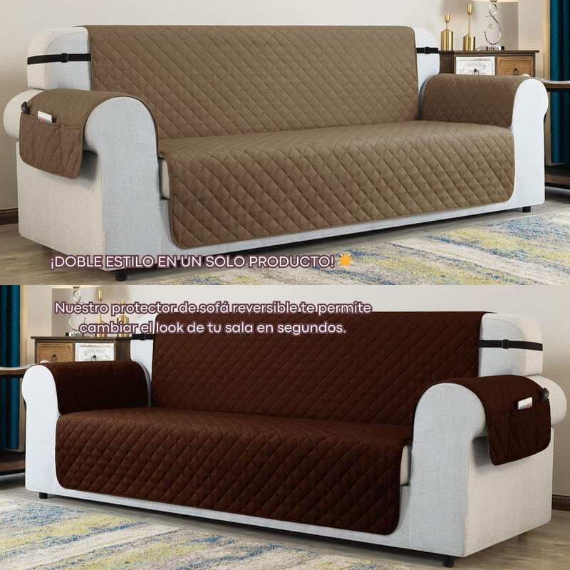 Ripley - COBERTOR REVERSIBLE DE MUEBLES DE 1 2 Y 3 ASIENTOS CAMEL - MARRÓN