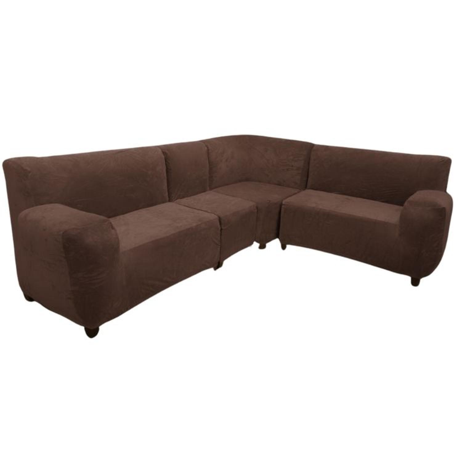 FUNDA DE MUEBLE MODULAR 4 PZS TERCIOPELO LISO CON 6 FUNDAS DE COJINES ...