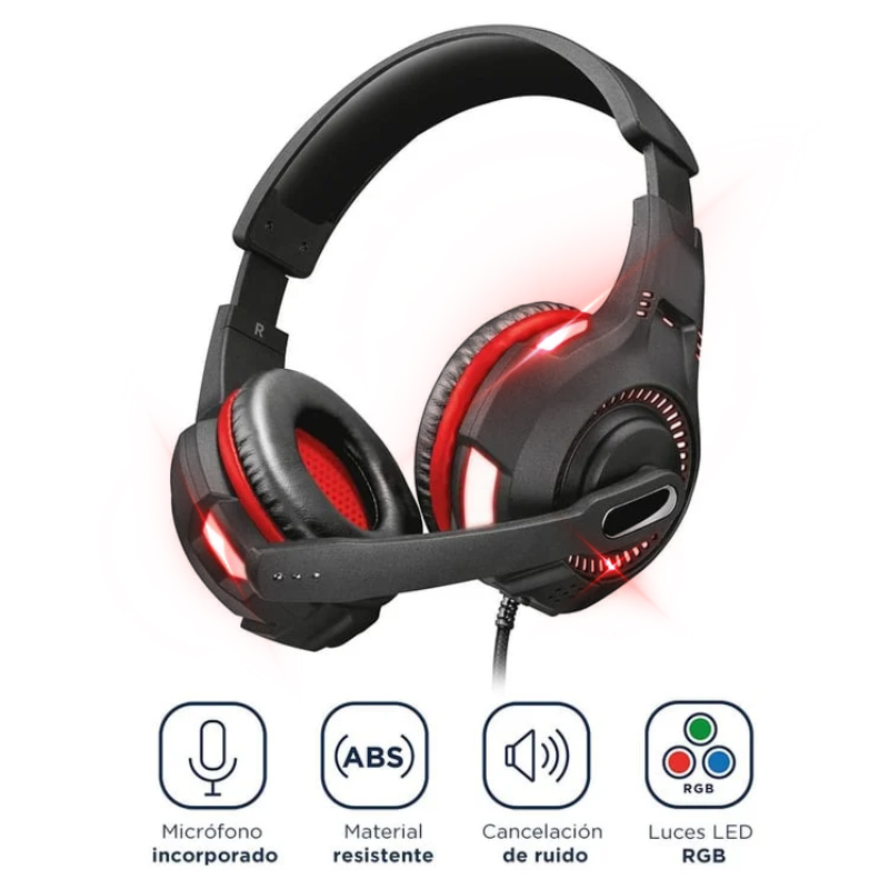 Ripley - AUDÍFONOS GAMER CON LUZ LED + MICRÓFONO PARA PC PS4 AURICULAR