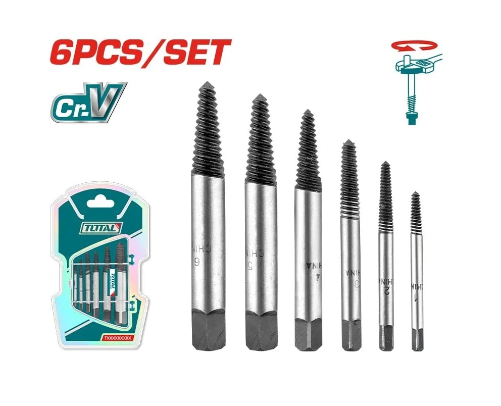 EXTRACTOR TORNILLO 6 PZAS TOTAL TACSE0061 ACERO CR-V