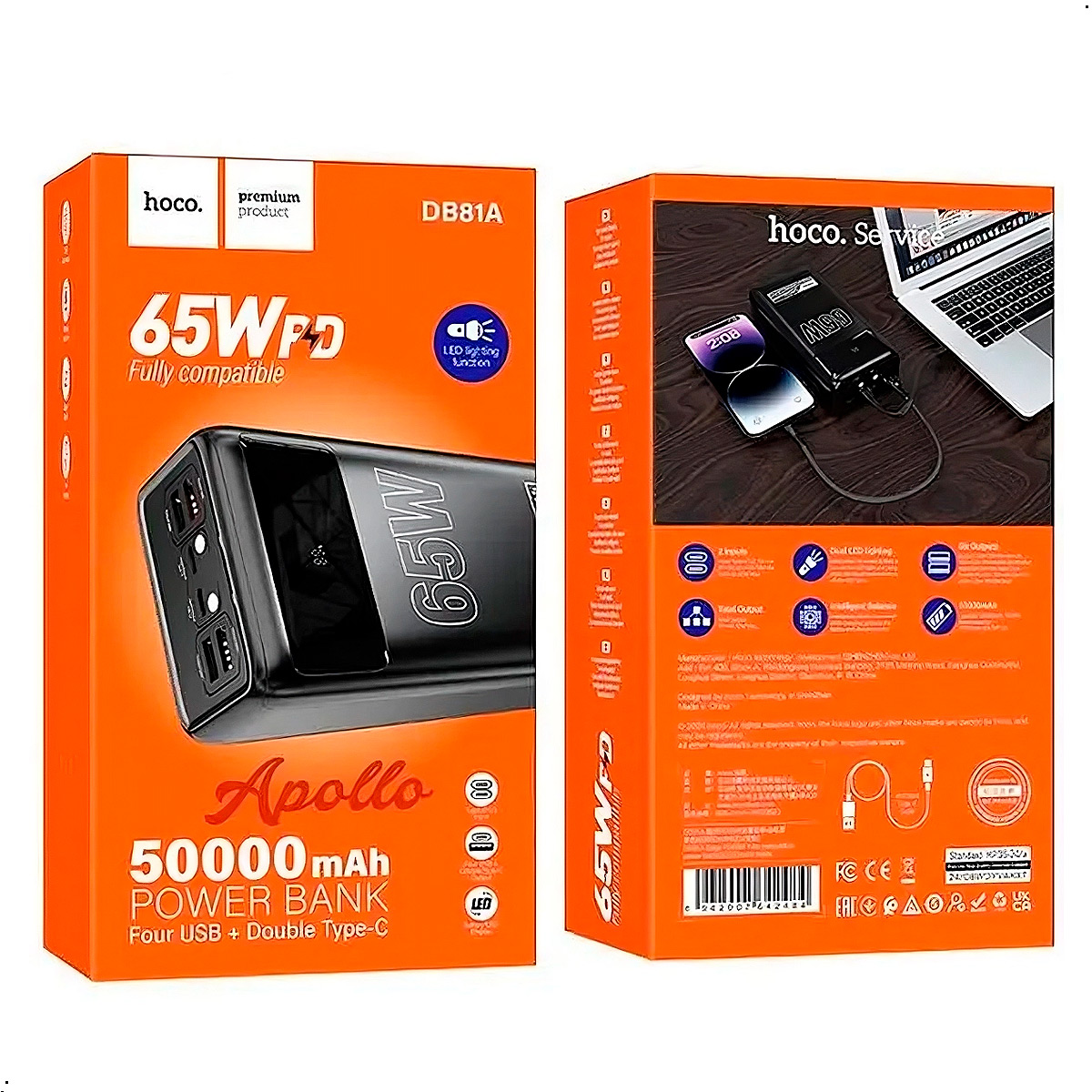 POWER BANK HOCO DB81A 50000 MAH CARGA RAPIDA 65W CARGA LAPTOP