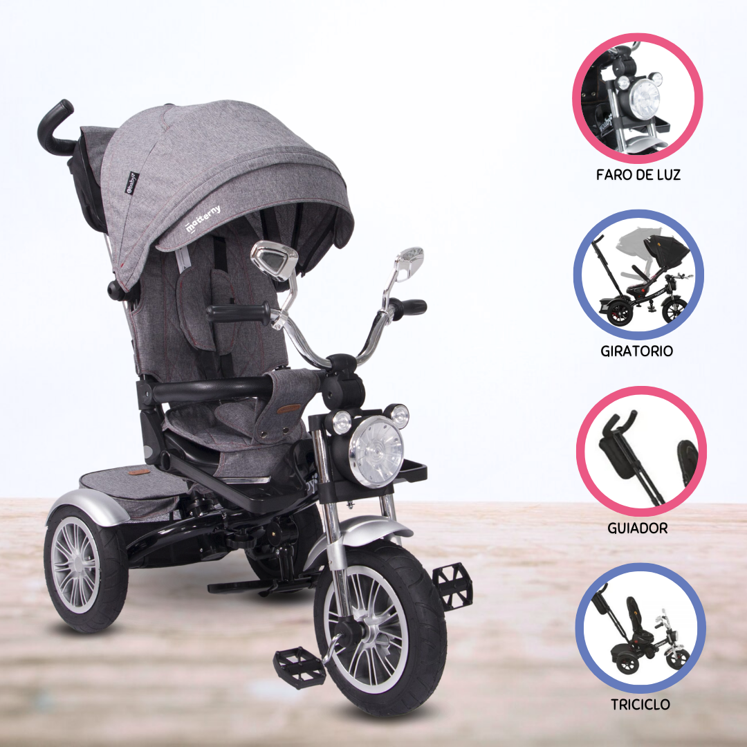 Ripley - TRICICLO EBABY RECLINABLE 360 CHOPPER GRIS PARA BEBÉ
