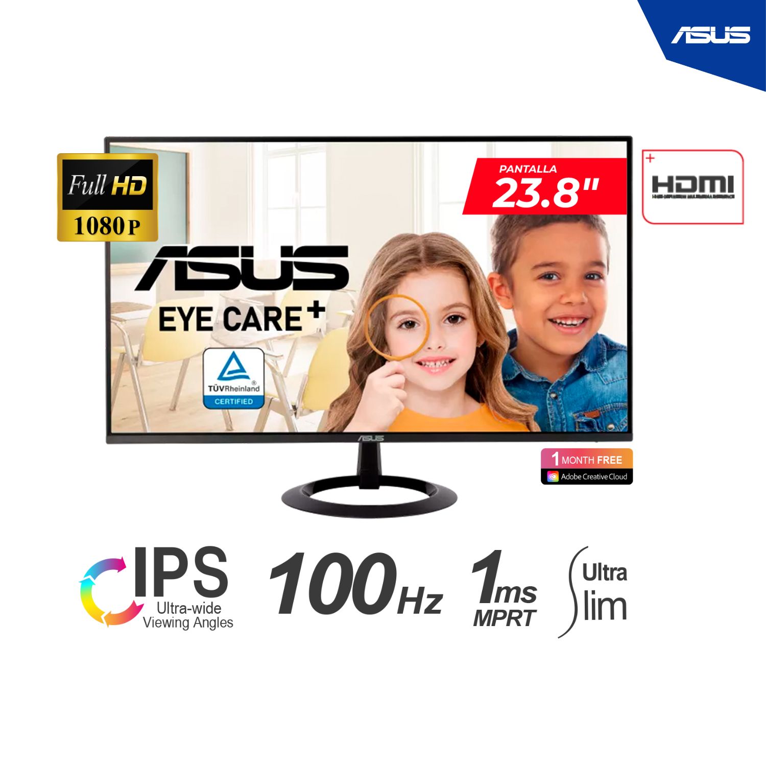 MONITOR FULL HD IPS FHD ASUS 23.8" VZ24EHF 1920X1080 100HZ 1MS 1 X HDMI ...