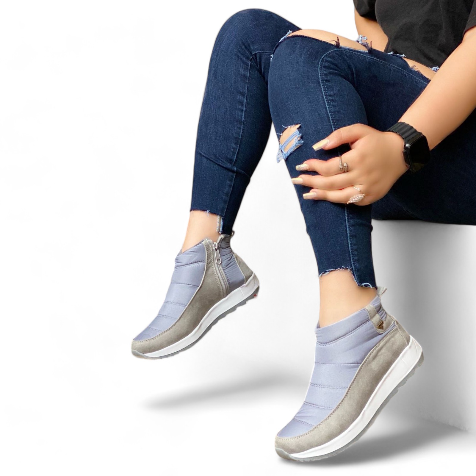 Ripley - BOTINES MUJER GRIS IMPERMIABLE 11575C-48
