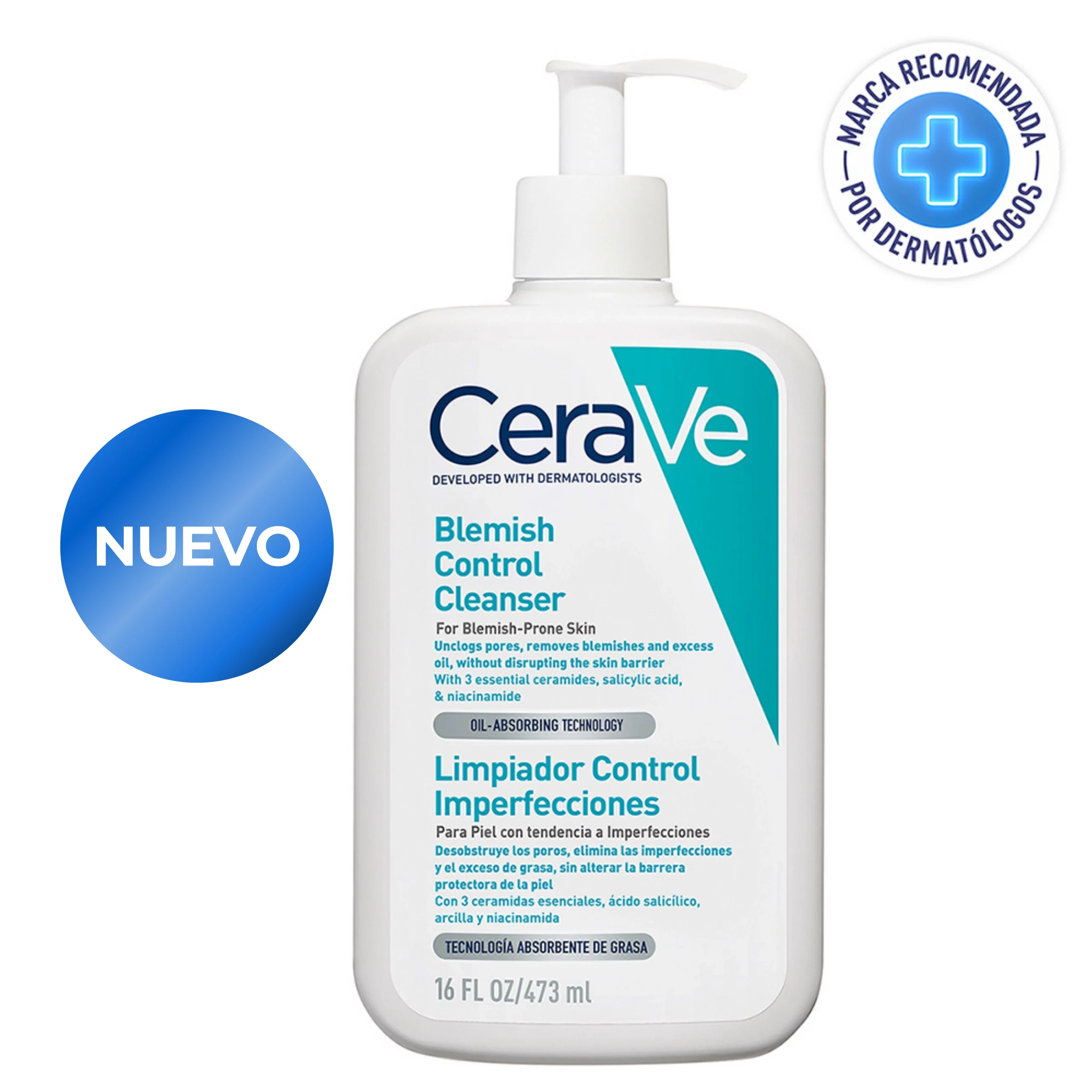 CERAVE GEL LIMPIADOR ANTI-IMPERFECCIONES BLEMISH CONTROL 473ML