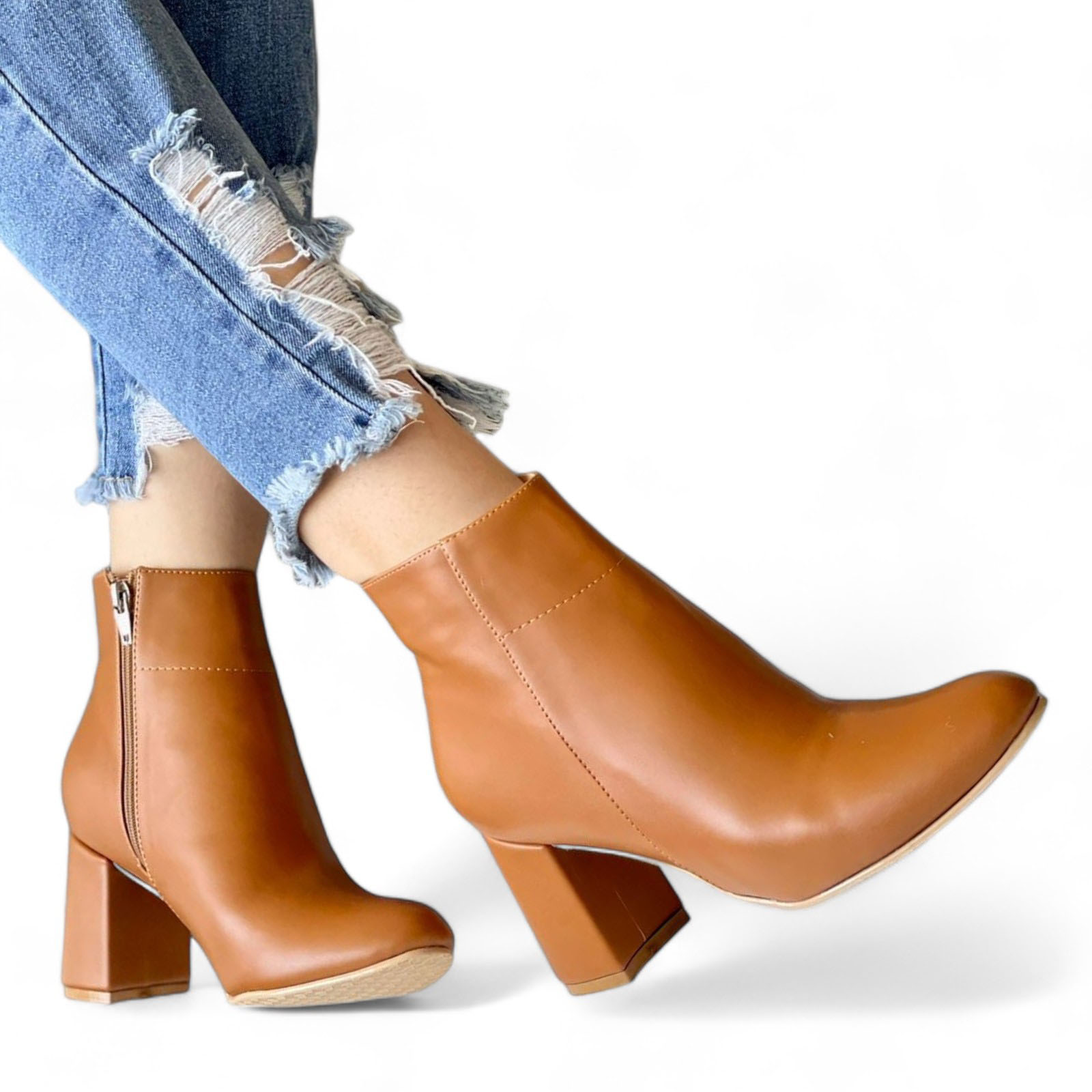 Ripley - BOTINES MUJER NARANJA CASUAL TACO 7 1022L-60