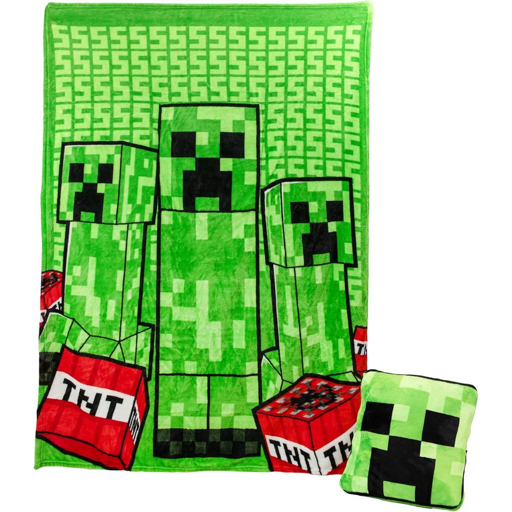 PALADONE MINECRAFT CREEPER, MANTA COJÍN 2 EN 1 OFICIAL