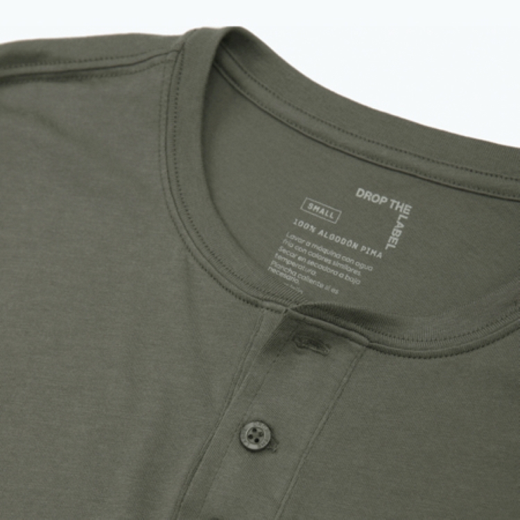Ripley - POLO VERDE OLIVA HENLEY MANGA LARGA PARA HOMBRE DROP THE LABEL ...