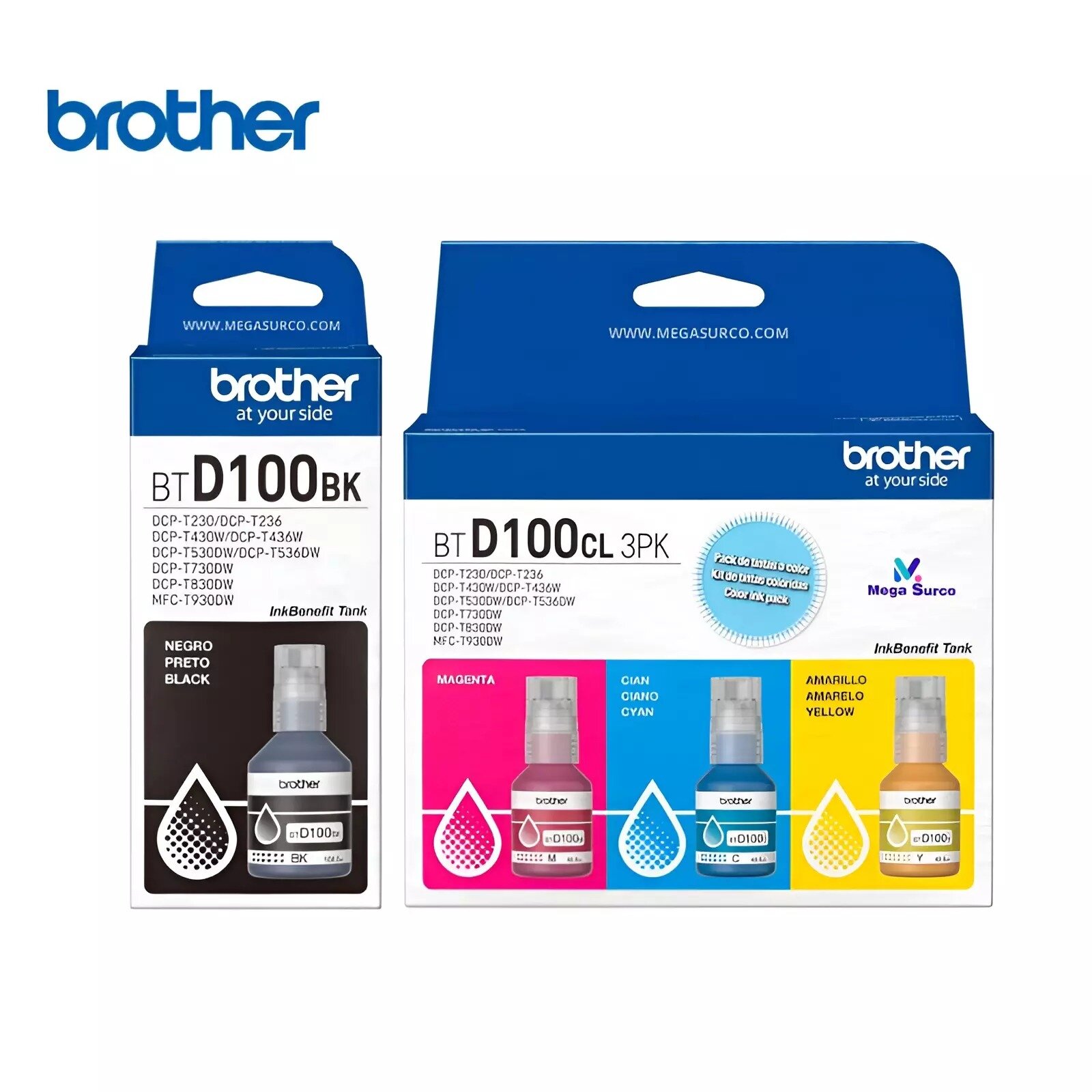 KIT TINTA BROTHER BTD100BK NEGRO BTD100CL 3PK CIAN MAGENTA AMARILLO
