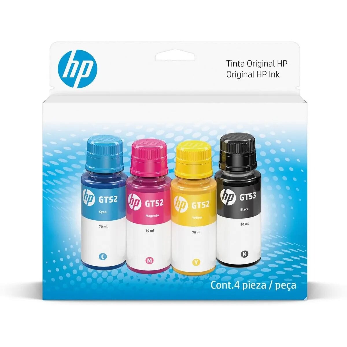 PACK DE 4 BOTELLAS DE TINTA HP GT53 / GT52