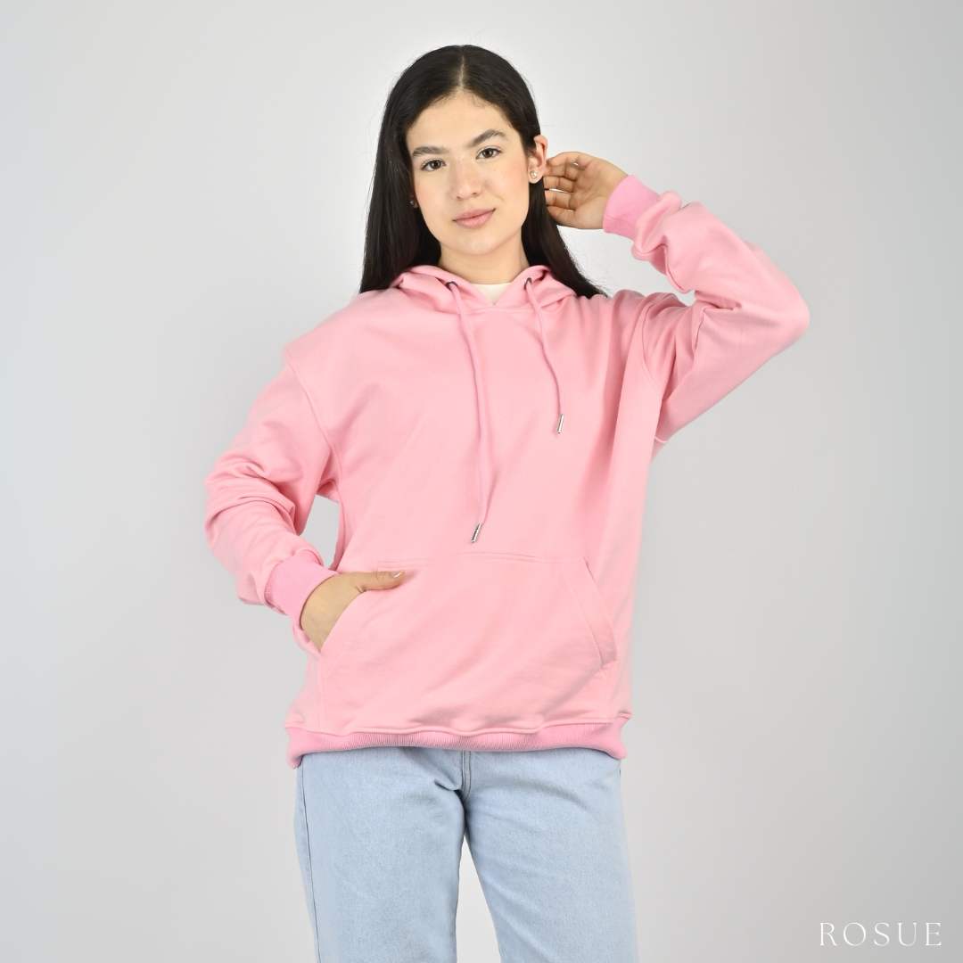POLERA ROSA CON CAPUCHA OVERSIZE HOODIE