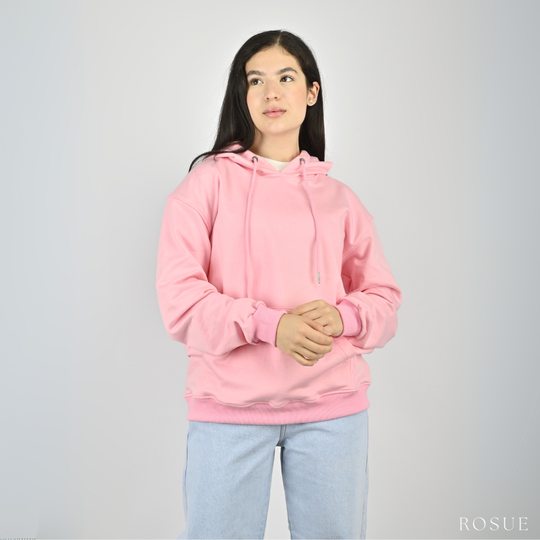 POLERA ROSA CON CAPUCHA OVERSIZE HOODIE