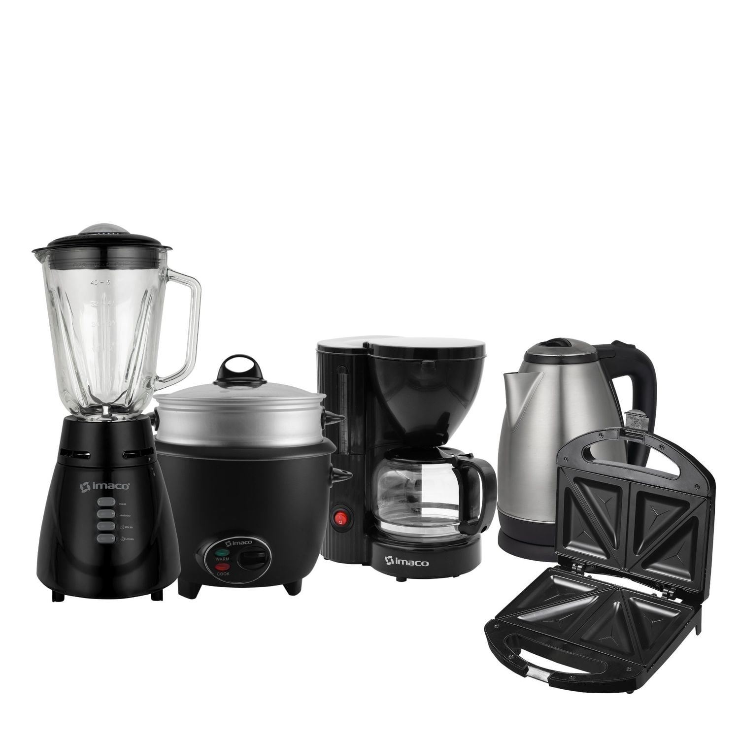 PENTA-COMBO LICUADORA + SANDWICHERA + OLLA + HERVIDOR + CAFETERA IMACO