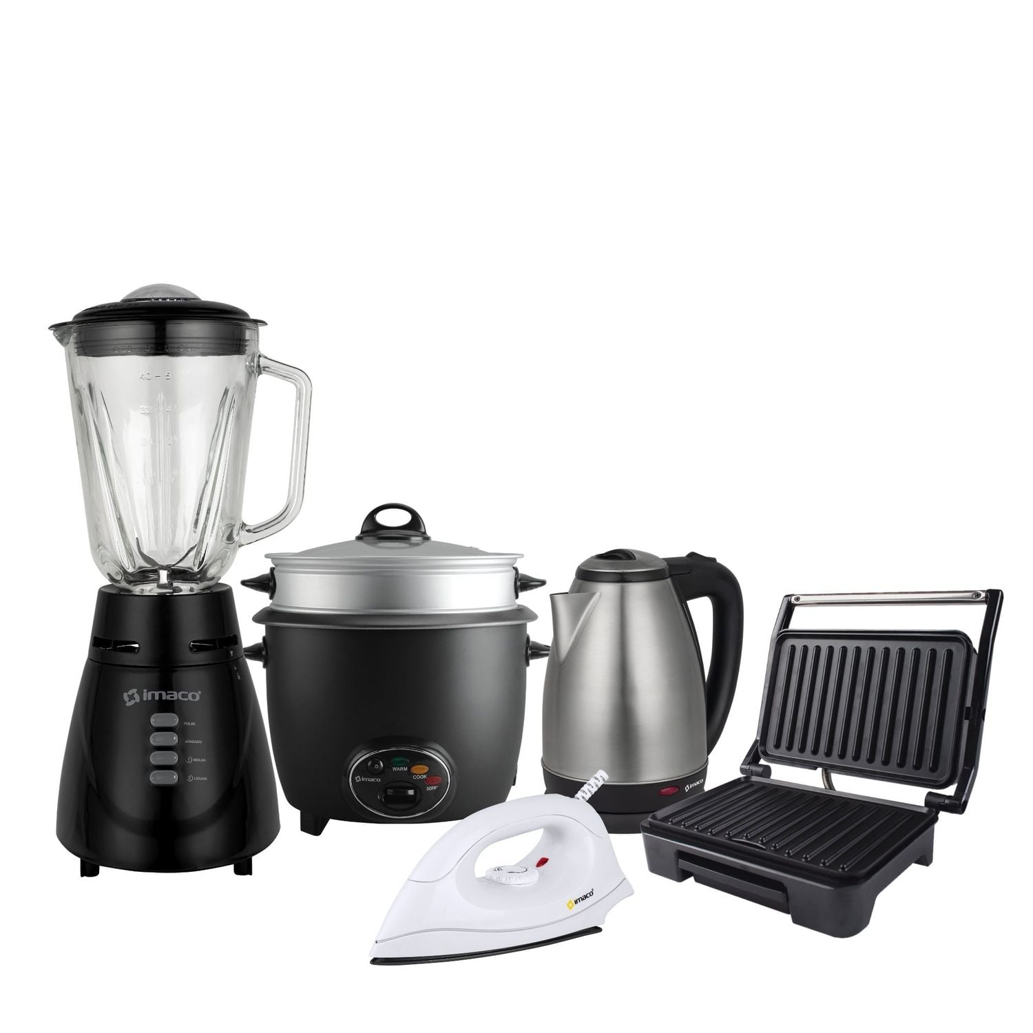 PENTA-COMBO LICUADORA + HERVIDOR + OLLA + GRILL + PLANCHA IMACO