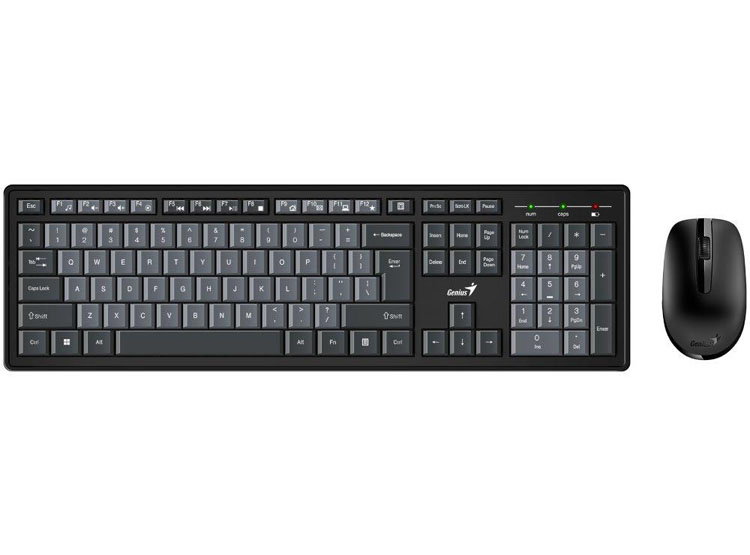 TECLADO GENIUS + MOUSE WIRELESS KM-8200 AI COPILOT MULTIMEDIA SP BLACK/GREY