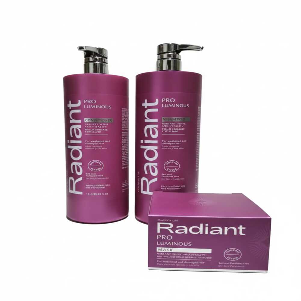 RADIANT PRO LUMINOUS SHAMPOO 1 LT + ACONDICIONADOR + MASK 350GR