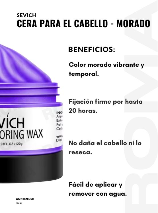 Ripley - PACK 2 CERA PARA EL CABELLO DE COLORES SEVICH 240GR – MORADO